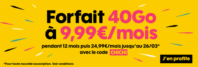Sosh : le forfait mobile 40 Go à 9,99 euros par mois pendant 1 an jusqu'au 26 mars