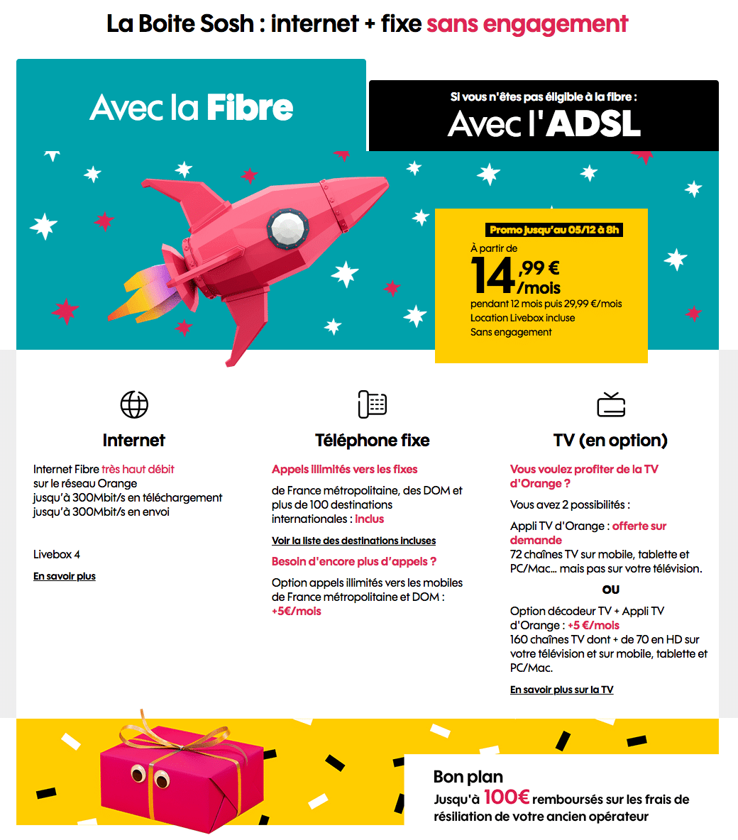 Sosh : retour de la box internet à 14,99 euros par mois