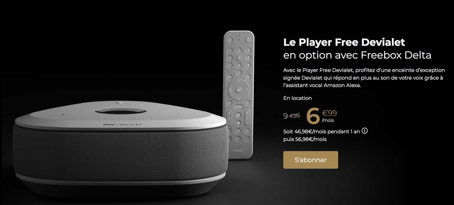 Freebox : le Player Devialet disponible en location à 9,99 euros par mois