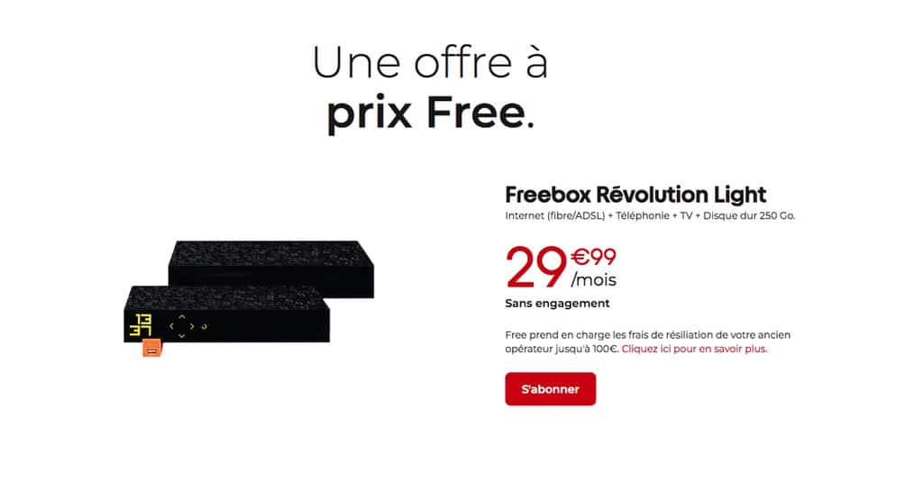Nouvelle Freebox Révolution Light au prix fixe de 29,99 euros